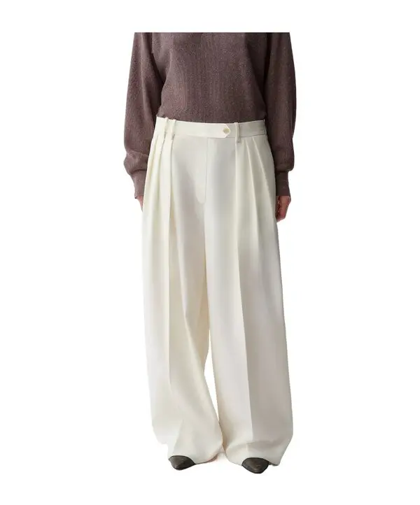 Calvin Klein Pleated Casual Trousers - White