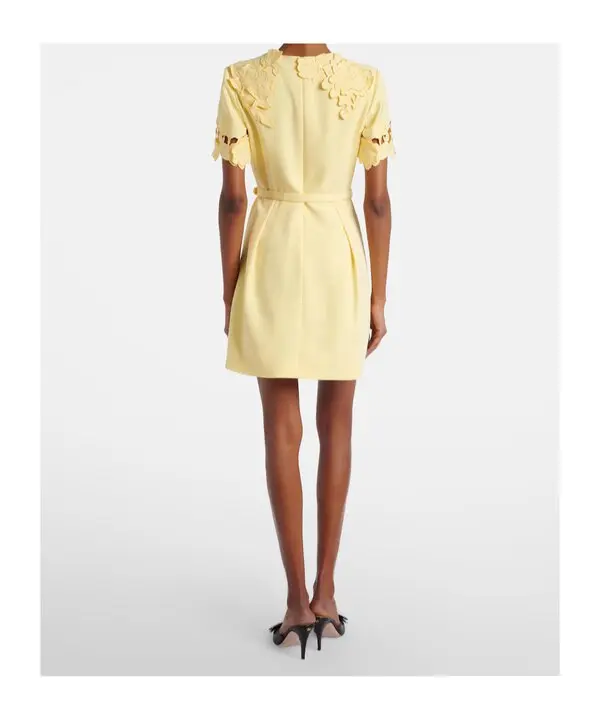 LEO Aurelie Belted Floral-appliqué Minidress