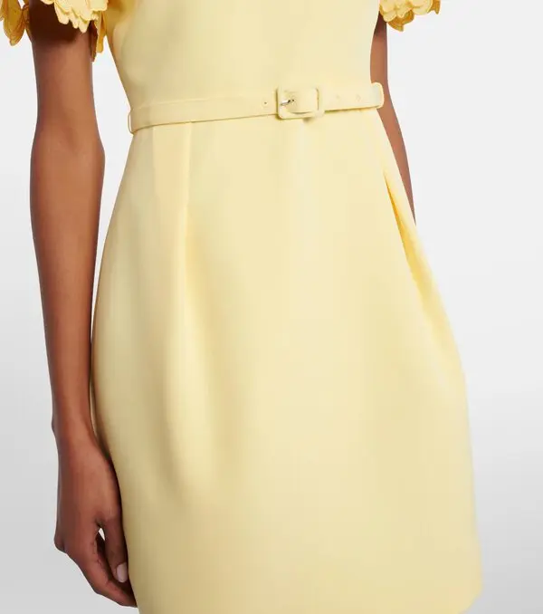 LEO Aurelie Belted Floral-appliqué Minidress