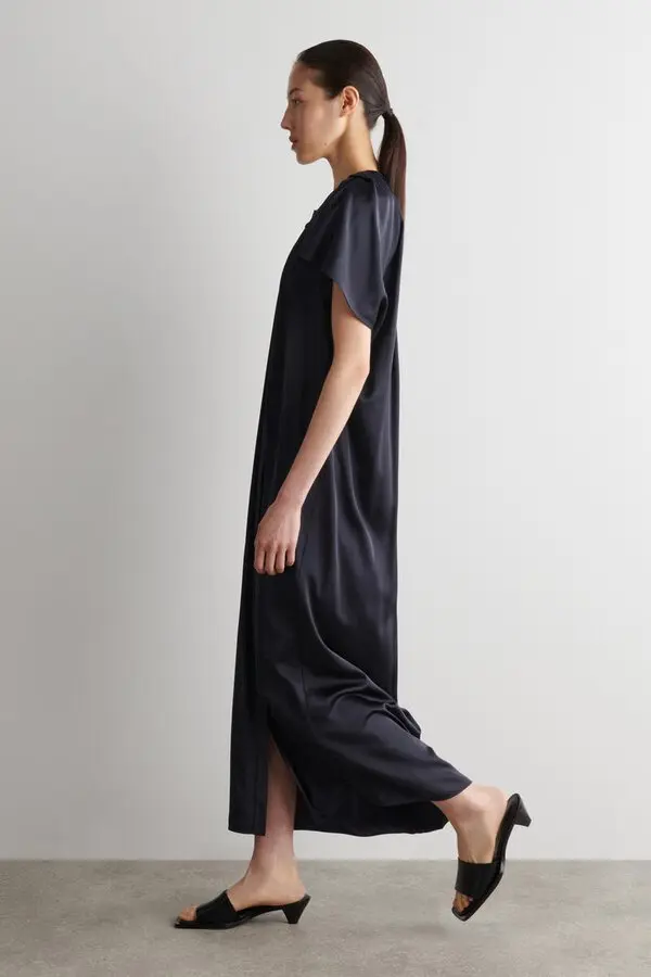 Cos Pleated Satin Midi Dress