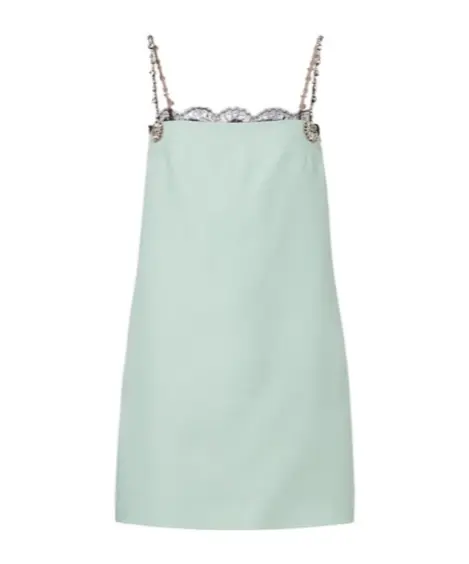 Valentino Garavani Crepe Couture Embellished Minidress - Green
