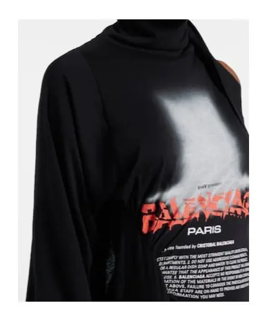 Balenciaga Logo Printed Cape Maxi Dress