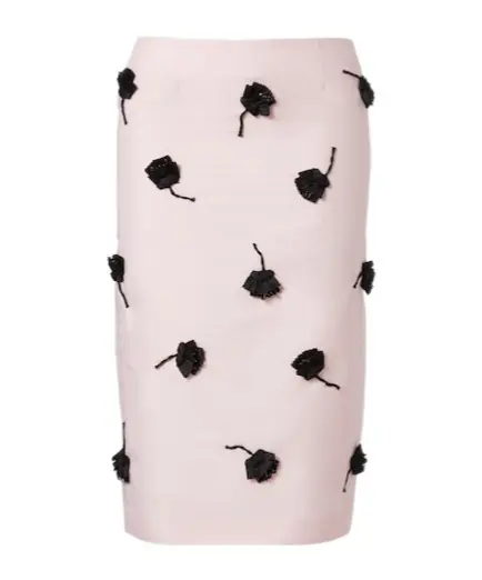 SHUSHU/TONG Floral Appliqué Pencil Skirt - Pink