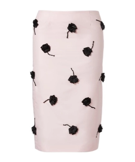 SHUSHU/TONG Floral Appliqué Pencil Skirt - Pink