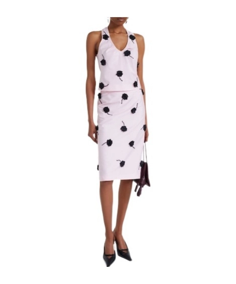 SHUSHU/TONG Floral Appliqué Pencil Skirt