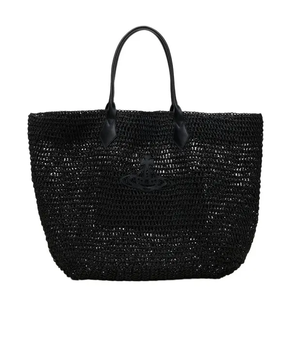 VIVIENNE WESTWOOD Alana Orb-plaque Woven Tote Bag - Black