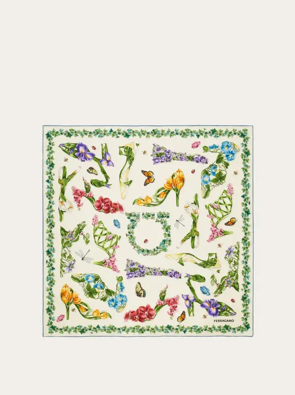 FERRAGAMO Eden Shoes Print Silk Scarf - Blue