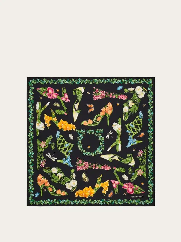 FERRAGAMO Eden Shoes Print Silk Scarf - Multicolor