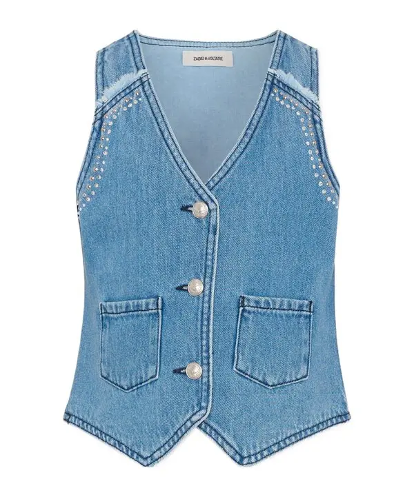Zadig&Voltaire Studded Denim Vest - Blue
