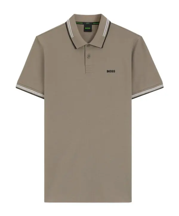 Hugo Boss Tipped Collar Stretch Polo Shirt - Gray