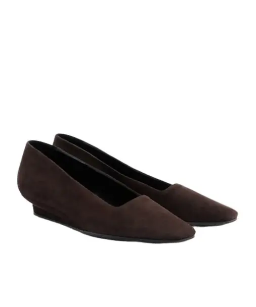 THE ROW Soft Suede Slip-on Wedges - Black