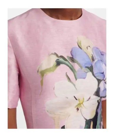 LEO Lin Caroline Floral Linen-blend Midi Dress
