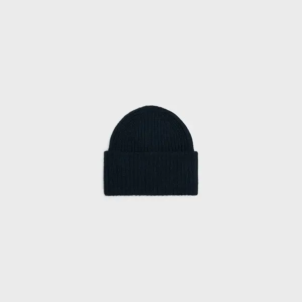 Celine Triomphe Cashmere Beanie - Navy