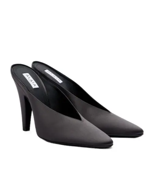 Alaïa Cone Satin Mules - Black