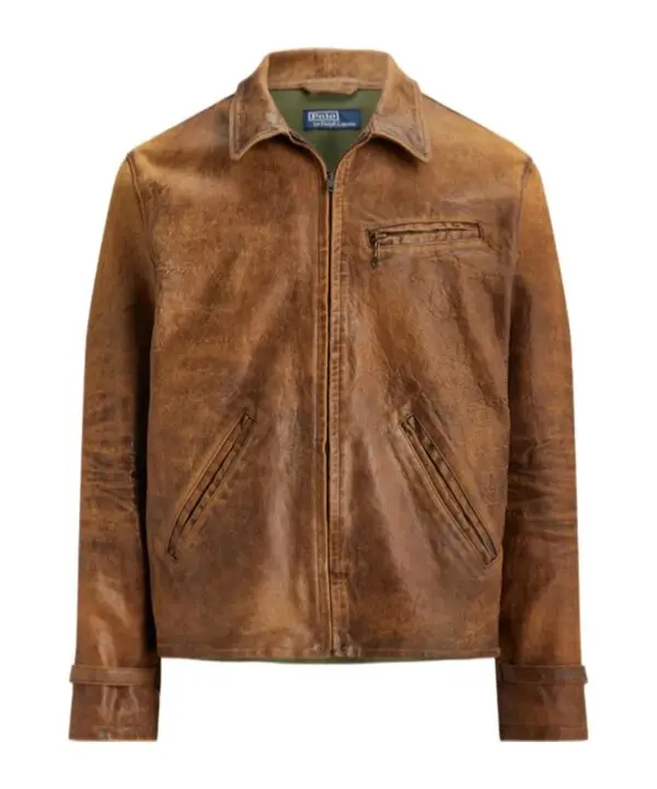 Polo Ralph Lauren Zip Sheepskin Bomber Jacket - Brown