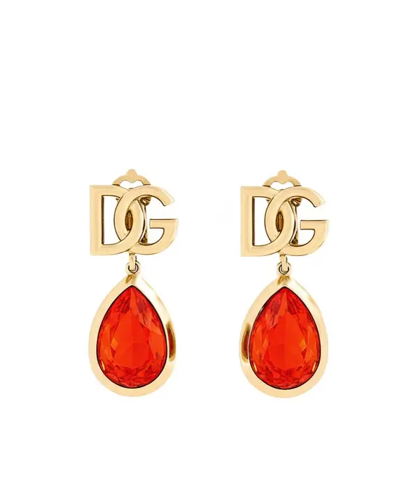 Dolce & Gabbana Logo Clip-on Drop Earrings - Orange