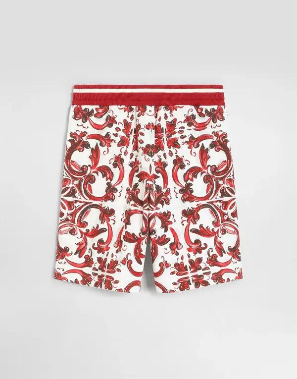 Dolce & Gabbana Majolica Print Fleece Bermuda Shorts