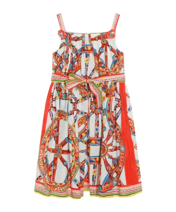 Dolce & Gabbana Sleeveless Halterneck Dress With Waist Tie - Multicolor