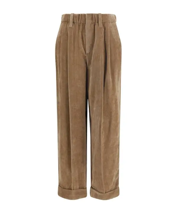 Brunello Cucinelli Pleated Turn-up Trousers - Brown