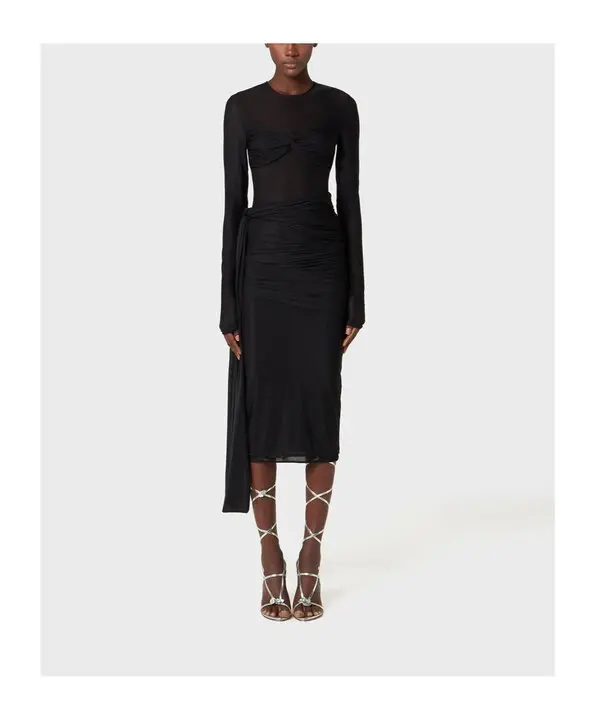 Blumarine Semi-sheer Draped-detail Midi Dress