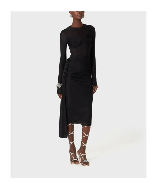 Blumarine Semi-sheer Draped-detail Midi Dress