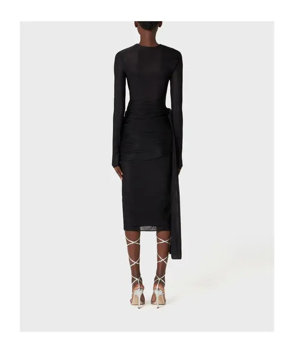Blumarine Semi-sheer Draped-detail Midi Dress