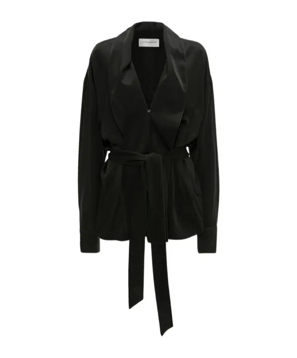 Victoria Beckham Pyjama Wrap Blouse - Black