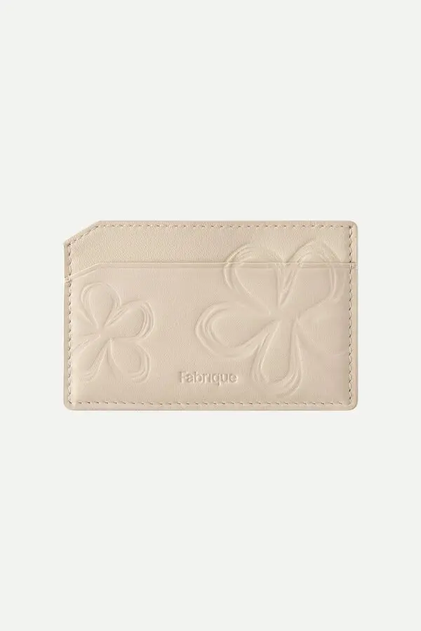 Fabrique Bevel Double Layer Card Holder In Calfskin Leather - White