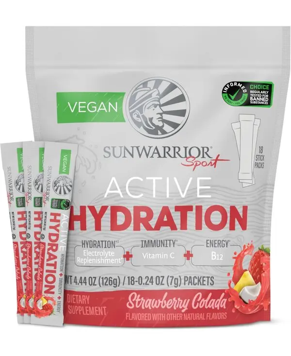 SUNWARRIOR Active Hydration Strawberry Colada Powder - Color May Vary