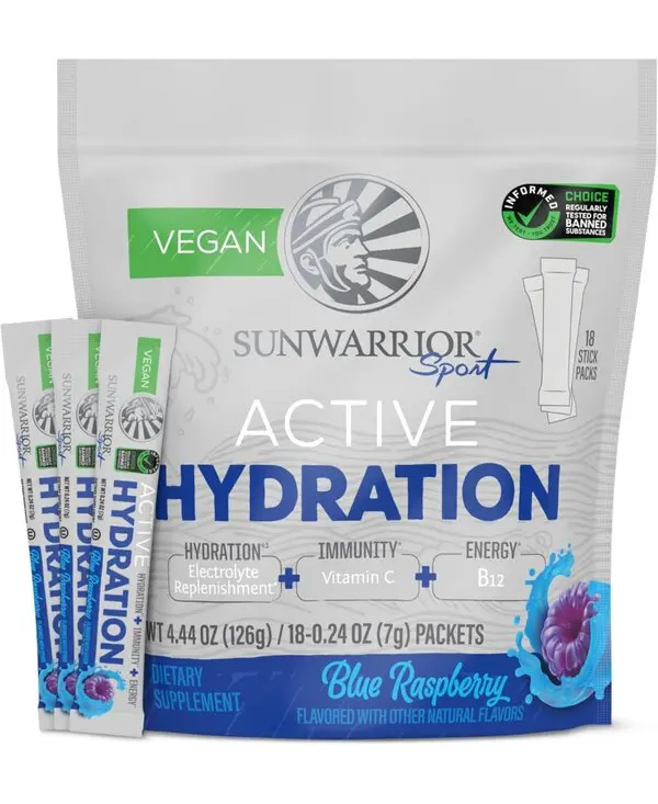 SUNWARRIOR Active Hydration Blue Raspberry Powder - Color May Vary