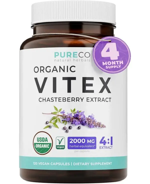 PURE CO Organic Vitex Chasteberry Supplement For