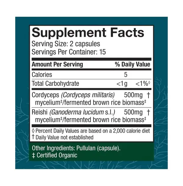 Host Defense Cordychi Capsules Energy & Immune Support Supplement Cordyceps & Reishi Mushroom Supplement For Relaxation & Respiratory Support - No Color