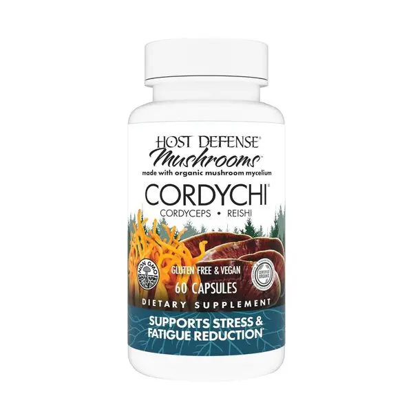 Host Defense Cordychi Capsules Energy & Immune Support Supplement Cordyceps & Reishi Mushroom Supplement For Relaxation & Respiratory Support - No Color