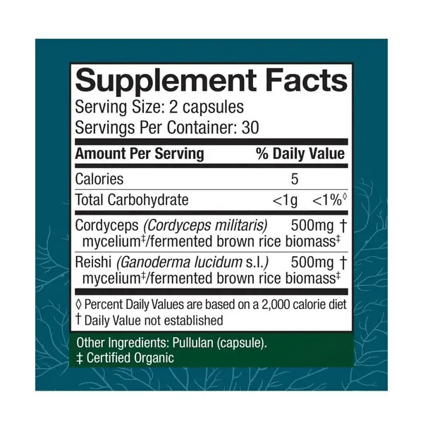 Host Defense Cordychi Capsules Energy & Immune Support Supplement Cordyceps & Reishi Mushroom Supplement For Relaxation & Respiratory Support - No Color