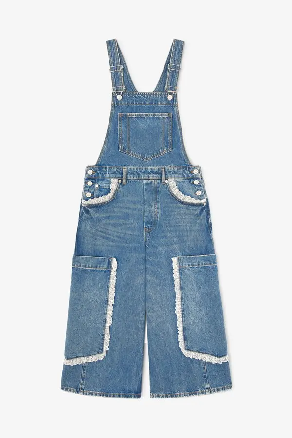 GANNI Overalls Cropped Lace - Blue