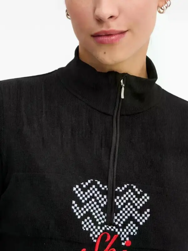 NEWLAND Logo Embroidered Zip-up Sweater
