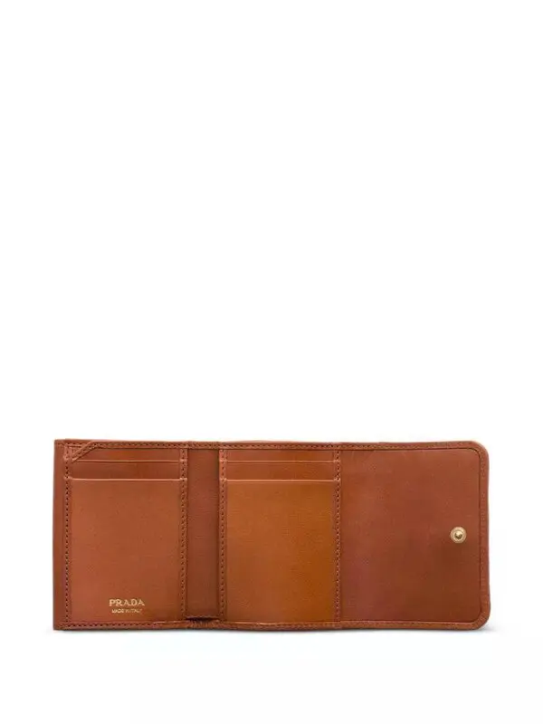 Prada Small Woven Madras Leather Wallet