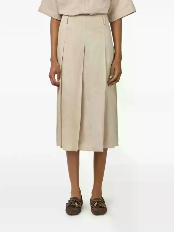 TOD'S Pleated A-line Midi Skirt