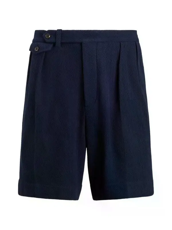 Ralph Lauren Purple Label Herringbone Pleated Shorts - Blue