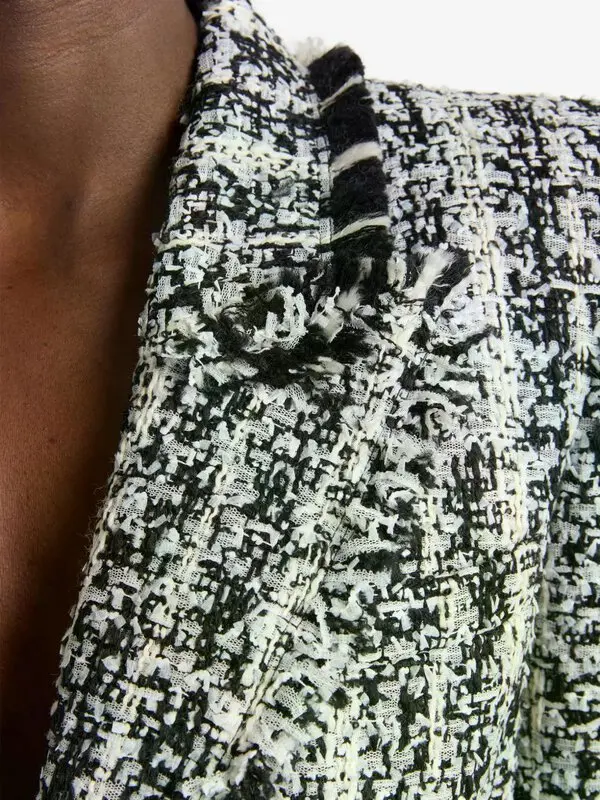 Balmain Two-tone Tweed Belted Jacket