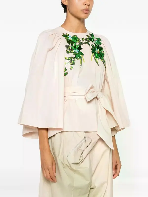 PSOPHIA Sequin-embellished Tied-waist Blouse