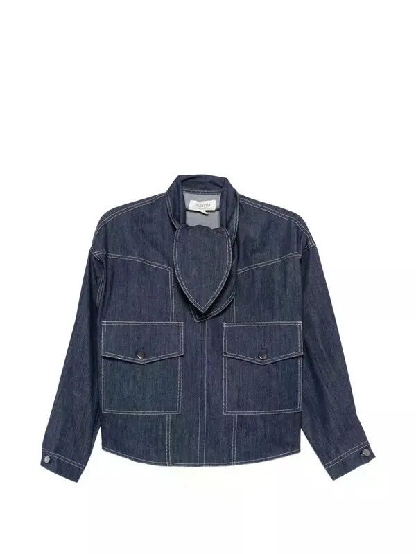 PSOPHIA Pussy-bow Blouse With Contrast Stitching