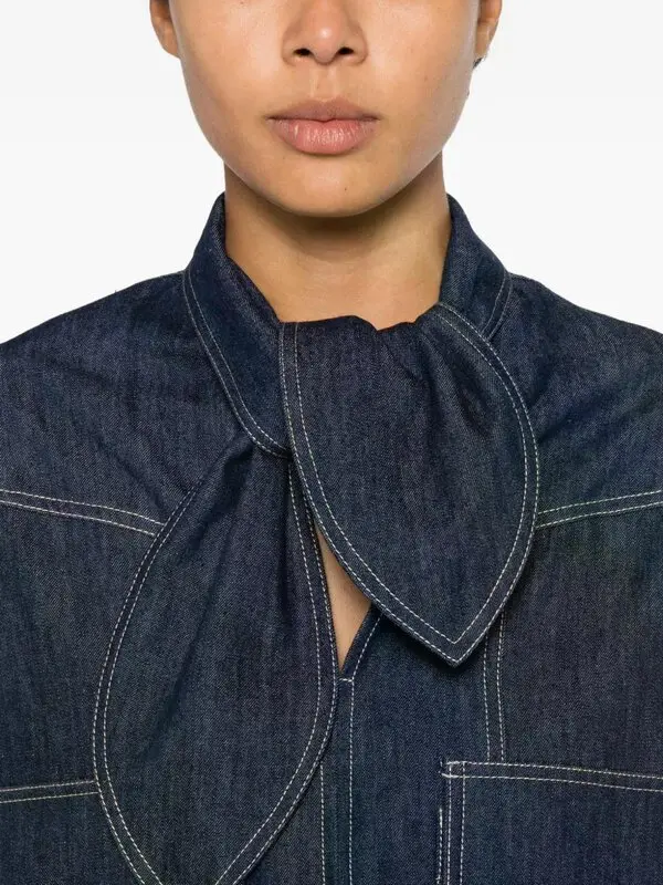 PSOPHIA Pussy-bow Blouse With Contrast Stitching