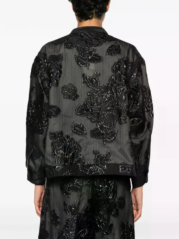 PSOPHIA Floral Fil-coupé Band Collar Jacket