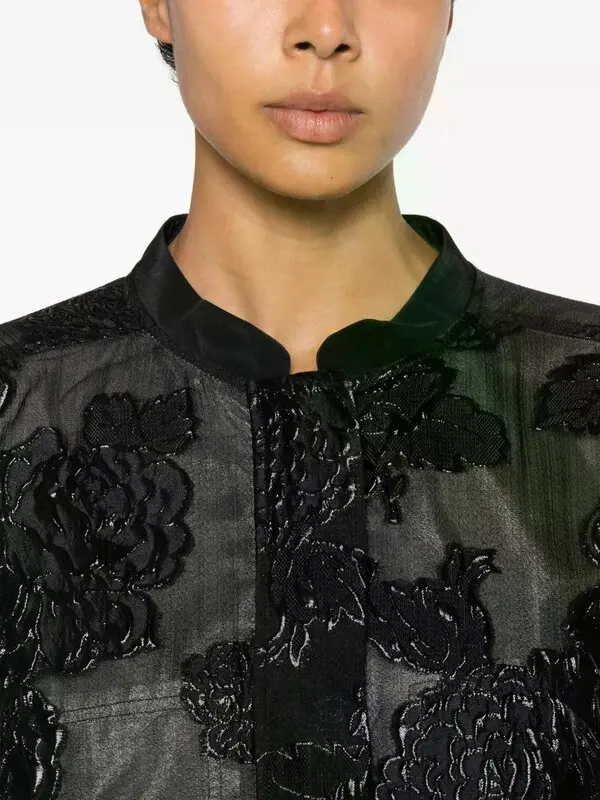PSOPHIA Floral Fil-coupé Band Collar Jacket