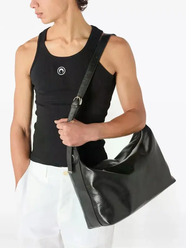 MARINE SERRE Smooth Leather Messenger Bag