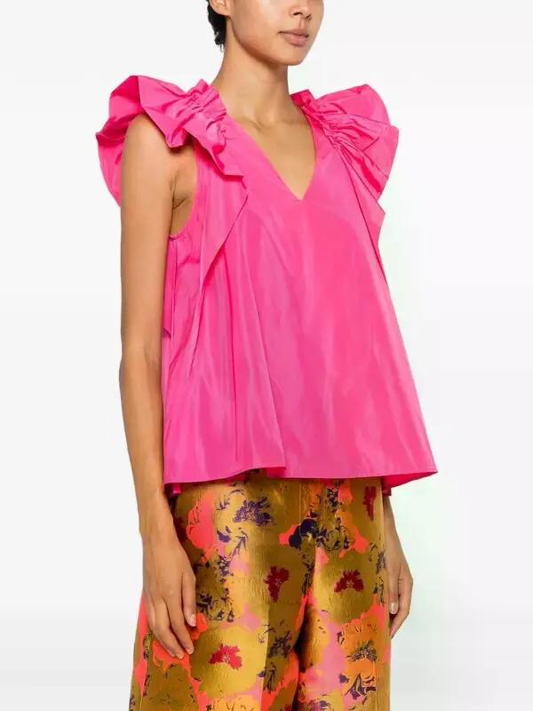 PSOPHIA Ruffled V-neck Sleeveless Blouse