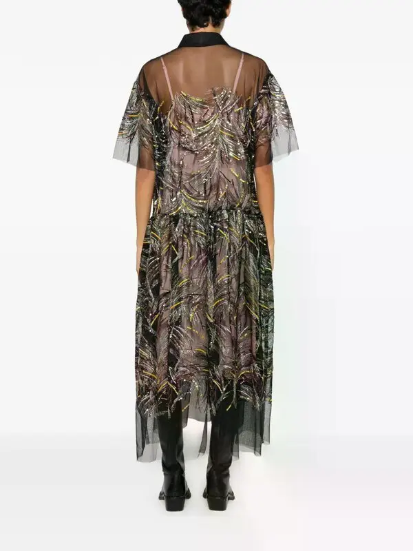 PSOPHIA Sequin Embellished Semi-sheer Midi Dress
