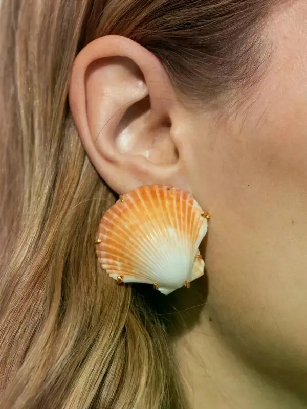 JENNIFER BEHR Deryn Shell Pendant Earrings - Gold