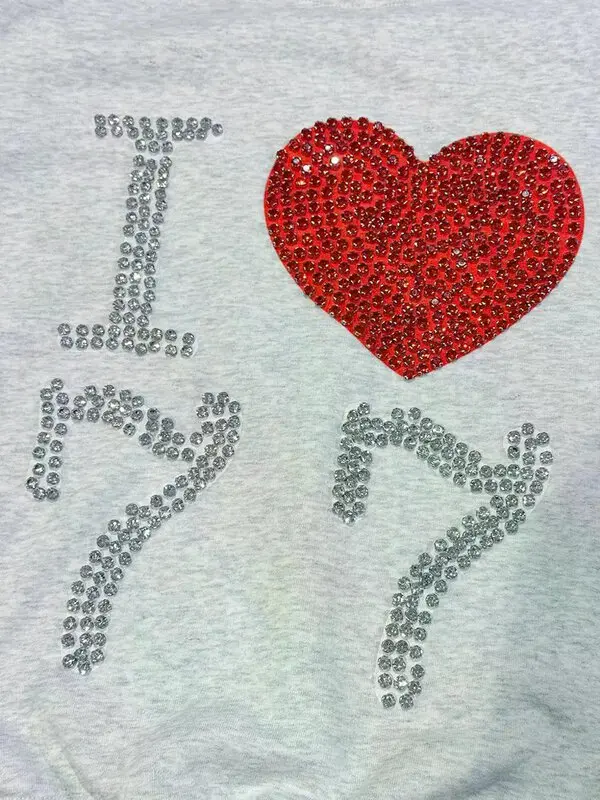 77 STUDIOS Rhinestone Embellished Distressed Sweatshirt